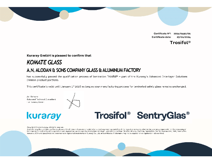 Certifications | Komate Glass